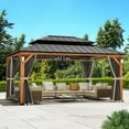 Modern Shade Hardtop Gazebo 12' x 16' with 4 LED Lights, Permanent ...
