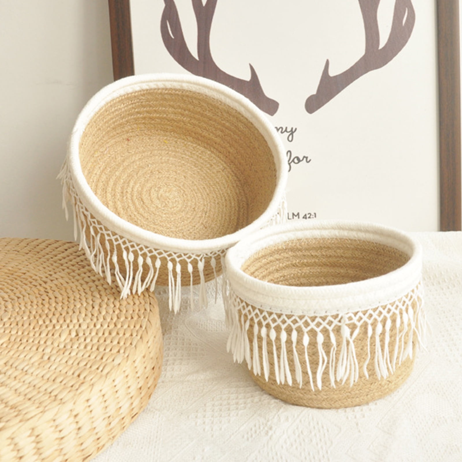 SPRING PARK Woven Storage Baskets Cotton Line Decorative Hamper for ...