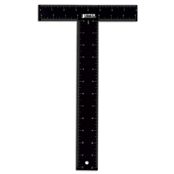 T Square, T Ruler, 12 inch Metal T Ruler Carbon Steel Ruler, Double ...