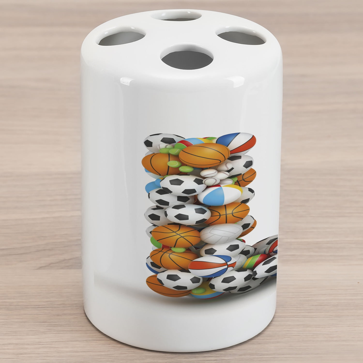 Letter L Ceramic Toothbrush Holder, Basketball Football Volleyball ...