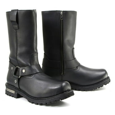 Men's 16" Engineer Zipper Biker Boot Black - Walmart.com