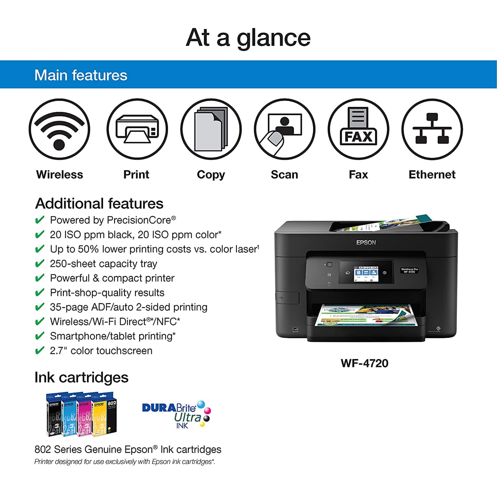 Buy Epson WorkForce Pro WF-4720 Wireless All-in-One Color Inkjet ...