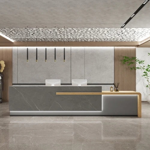 Corner Desktop Reception Desk Console Service Computer Modern Reception ...