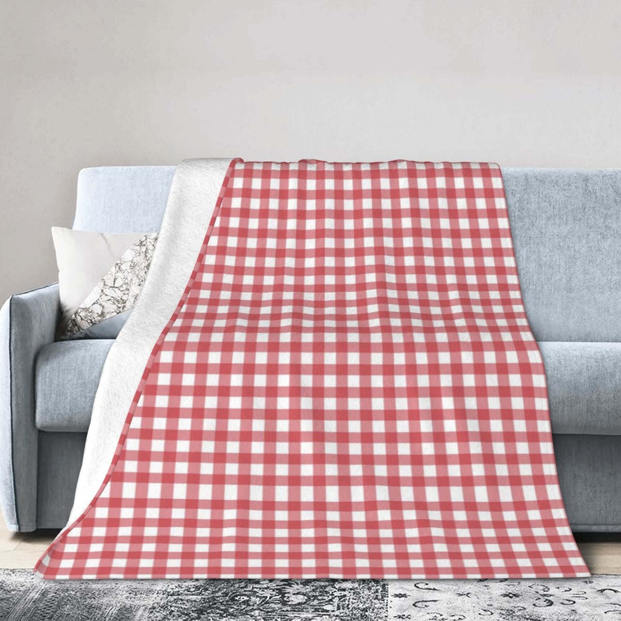 ZICANCN Anti-Pilling Flannel Bed Throw Blankets Red Check Plaid , Couch ...