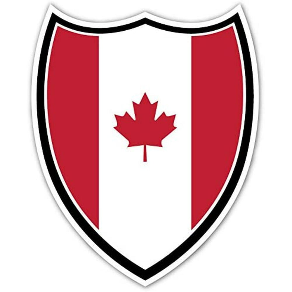 Canadian Maple Leaf Flag Shield Design Vinyl Decal Bumper Sticker 4” X ...