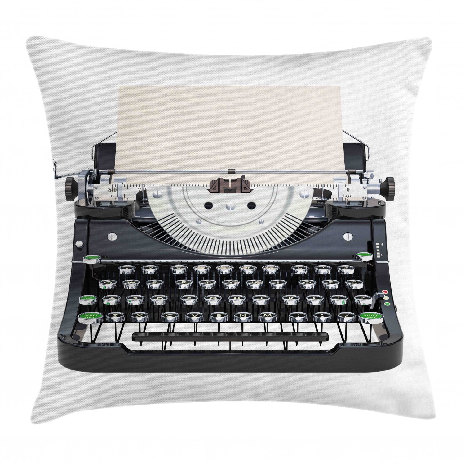 Typewriter Throw Pillow Cushion Cover, Nostalgic Illustration of Old ...