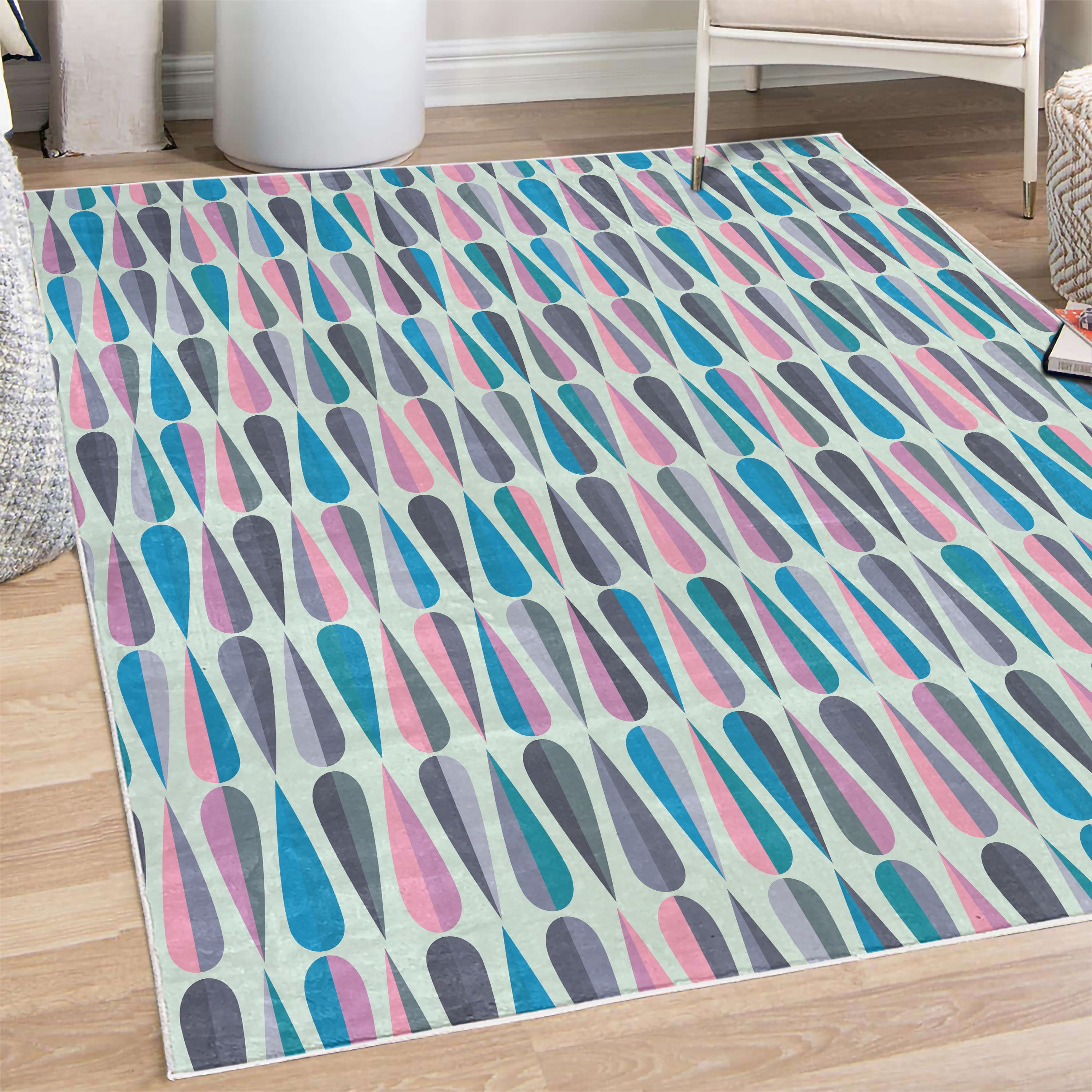 Retro Decorative Rug, Sixties and Seventies Style Geometric Round ...