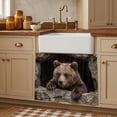 Bear Cabinet Curtains 28" W x 35" L, Country Rustic Natural Forest Rock ...