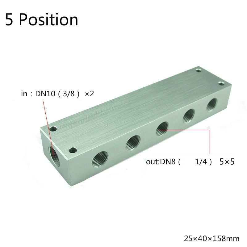 Pneumatic Manifold Block 2-8 Position Solid Aluminum Alloy Quick ...