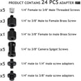 24 Pcs Camera Screw Adapter Set - 1/4 to 3/8 Tripod Mount Converter for ...