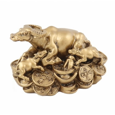 Golden Ox Statue on Big Ingot for Chinese Lunar Year Ox - Walmart.com