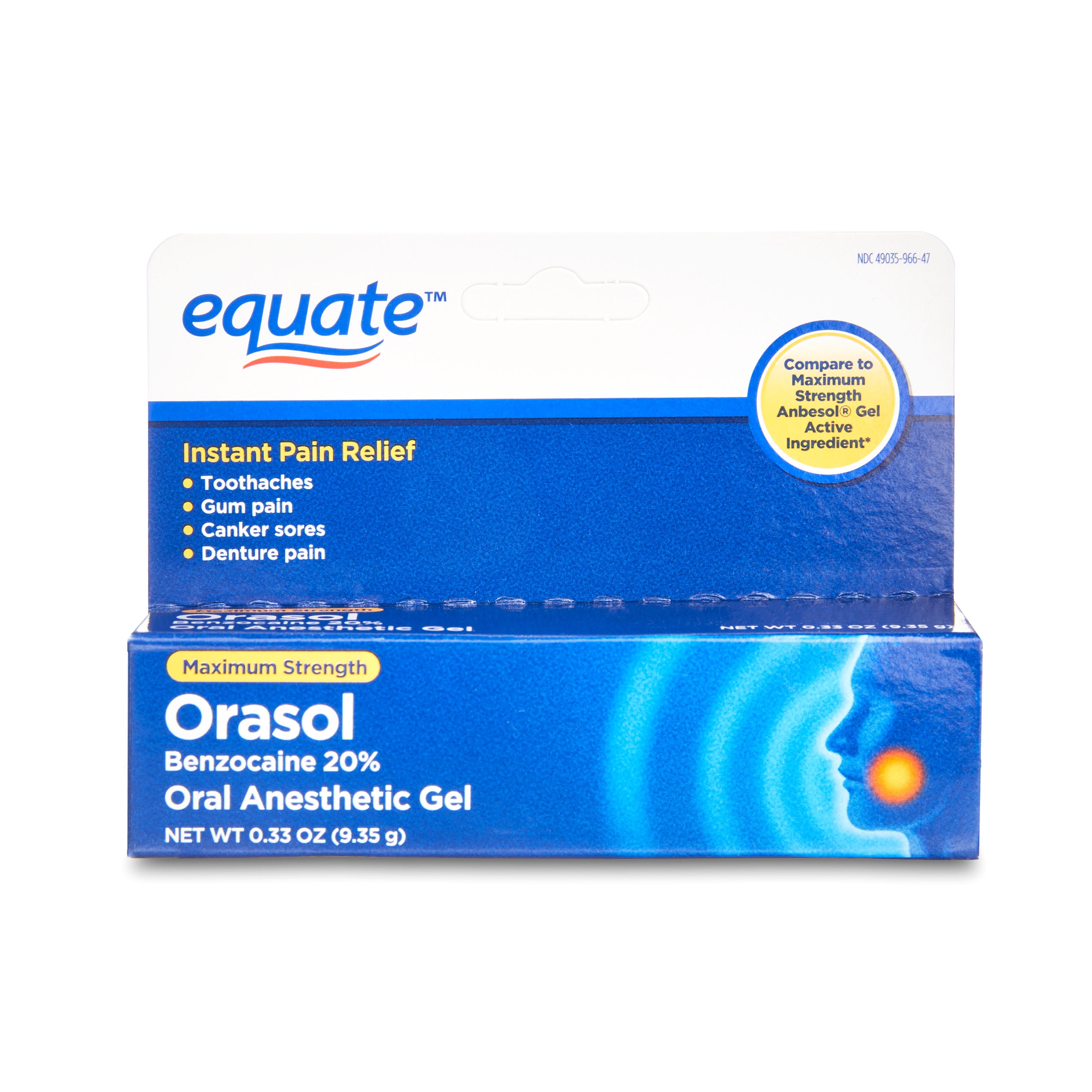 Equate Maximum Strength Benzocaine Orasol Oral Anesthetic Gel, 0.33 oz ...