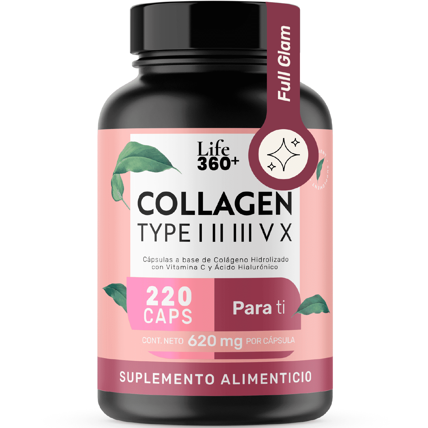 Life 360+ Collagen Type I, II, III, V, X | 220 cápsulas | Colágeno ...