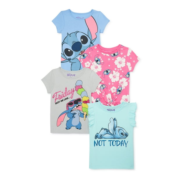 Disney Stitch Toddler Girls Short Sleeve Fashion Tee, 4-Pack, Sizes 2T ...