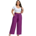 Cueply Womens Wide Leg Pants Plus Size Elastic Tie Knot Lounge Pants Loose Trousers With Pockets