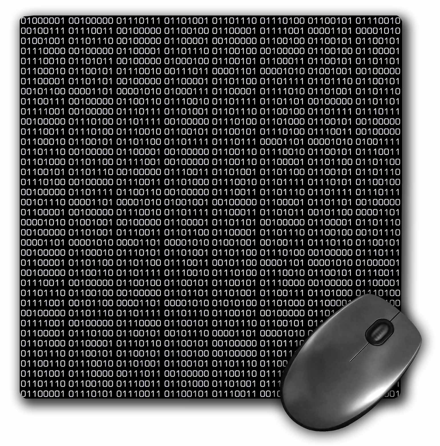 3dRose Binary Code - Black and White, Mouse Pad, 8 by 8 inches ...