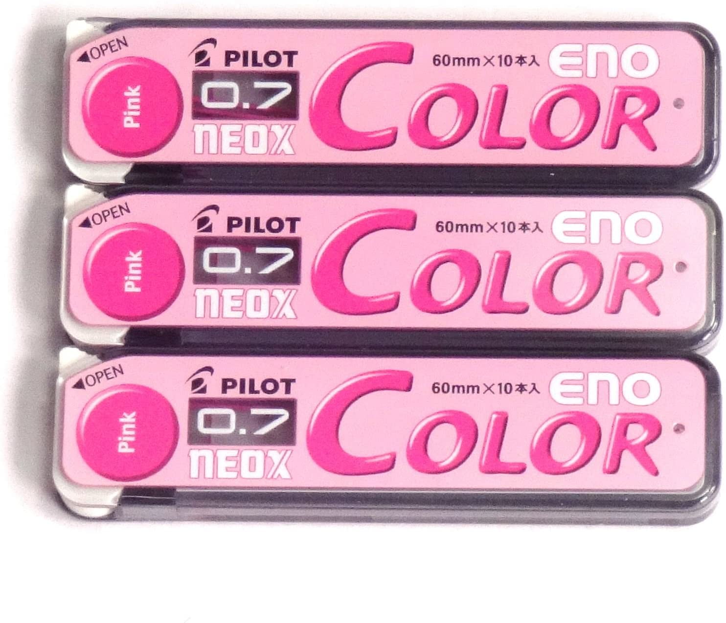 Pilot Color Mechanical Pencil Lead Eno, 0.7mm, Pink, 10 Lead ×3 Pack ...