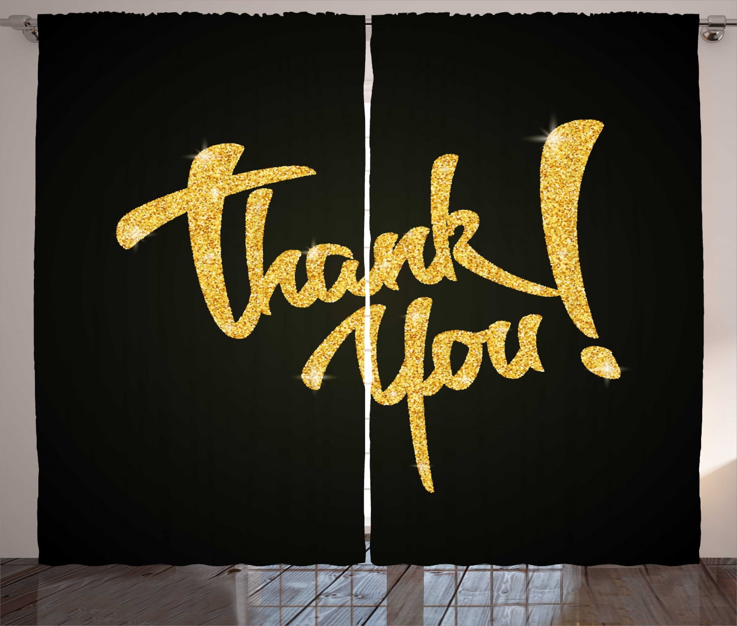 Thank You Curtains 2 Panels Set, Thankful Phrase Thank You Lettering ...