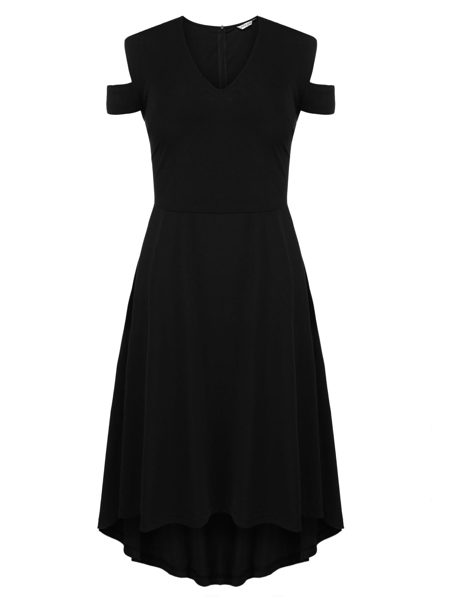 Plus Size Women V Neck Cold Shoulder Short Sleeve Solid High Low Hem