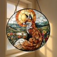 Forest Fox Faux Stained Glass Window Decor, Cheerful Animal Suncatcher ...