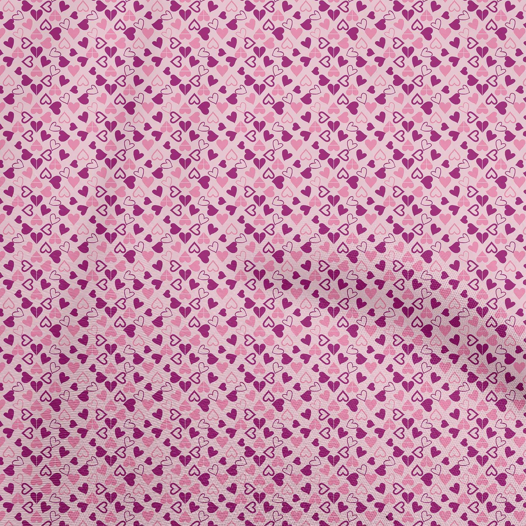 oneOone Velvet Dark Magenta Fabric Hearts Print Sewing Material Print ...