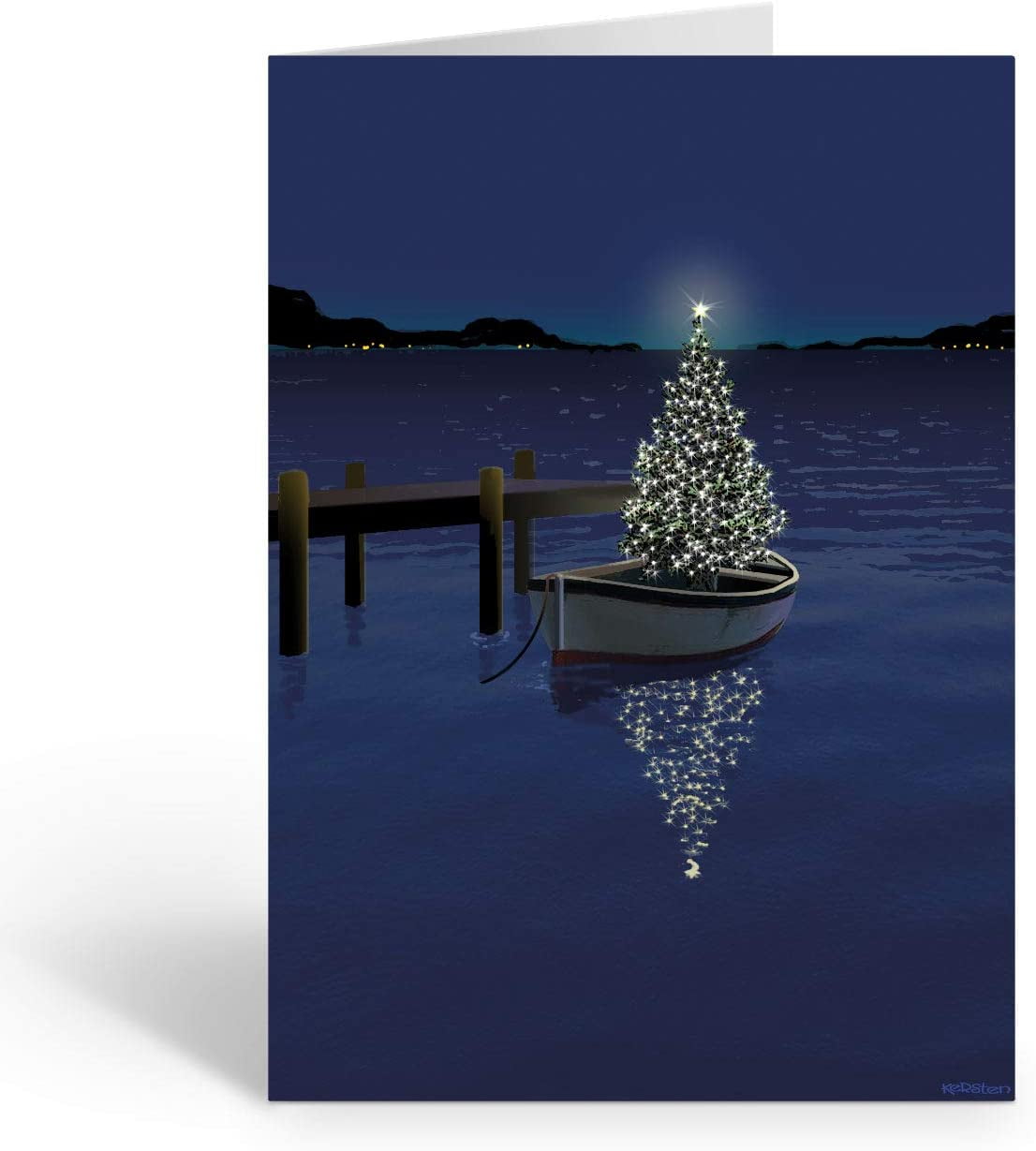 Personalized Holiday Boat Christmas Card - 24 Boating Boxed Cards and ...