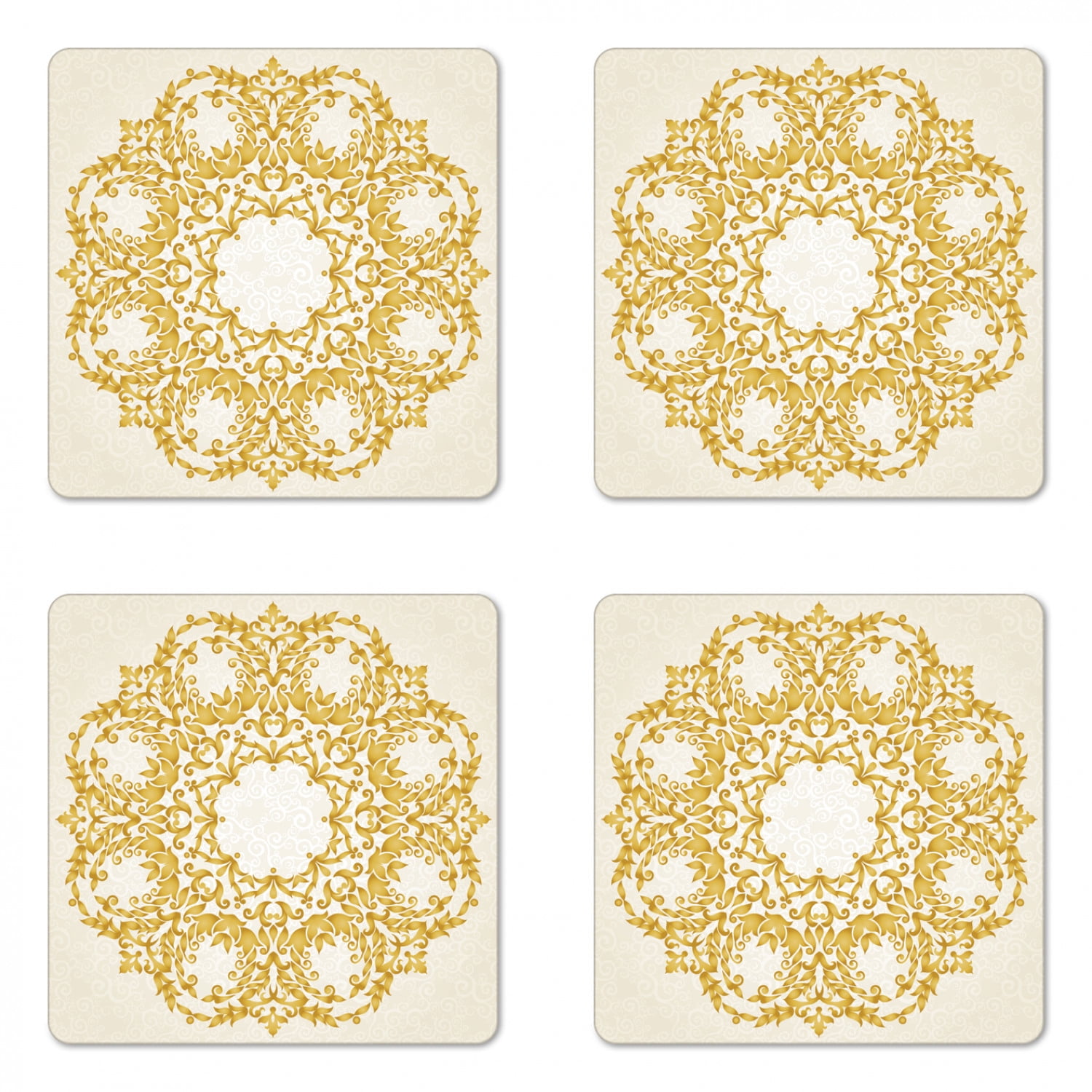 Victorian Coaster Set of 4, Traditional Floral Round Circle with ...