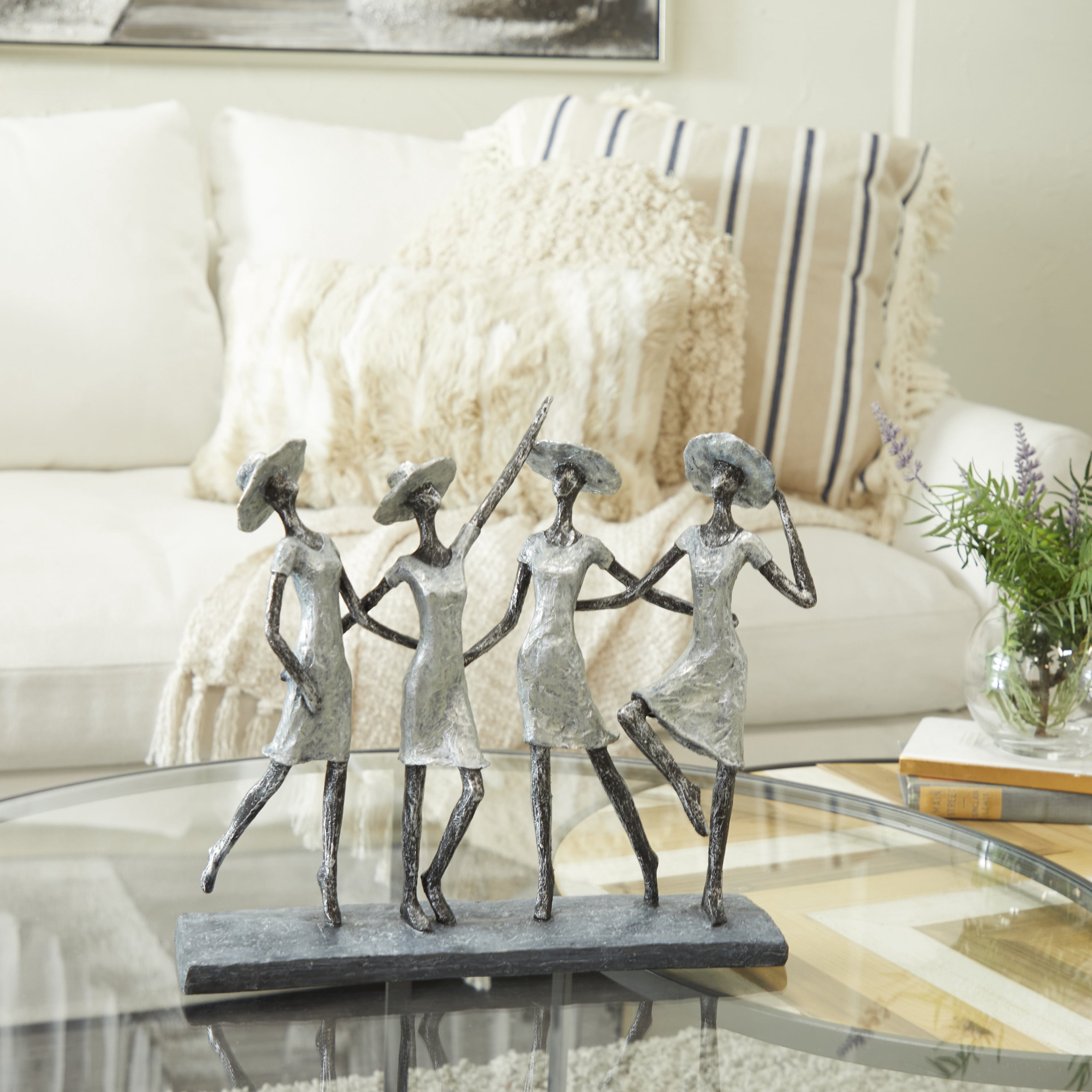 15" x 13" Gray Polystone Woman Sculpture, by DecMode - Walmart.com