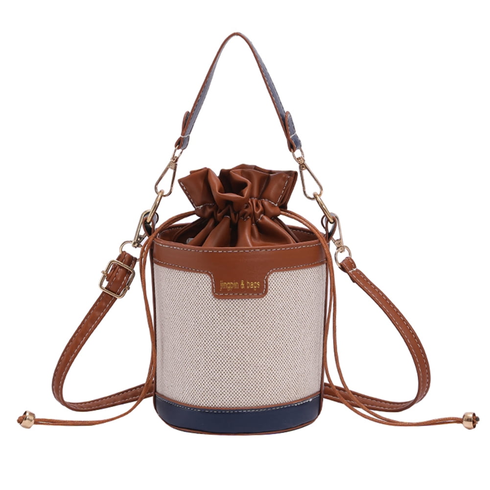 Yucurem Women Vintage Leather Cylinder Shoulder Bag Mini Drawstring ...