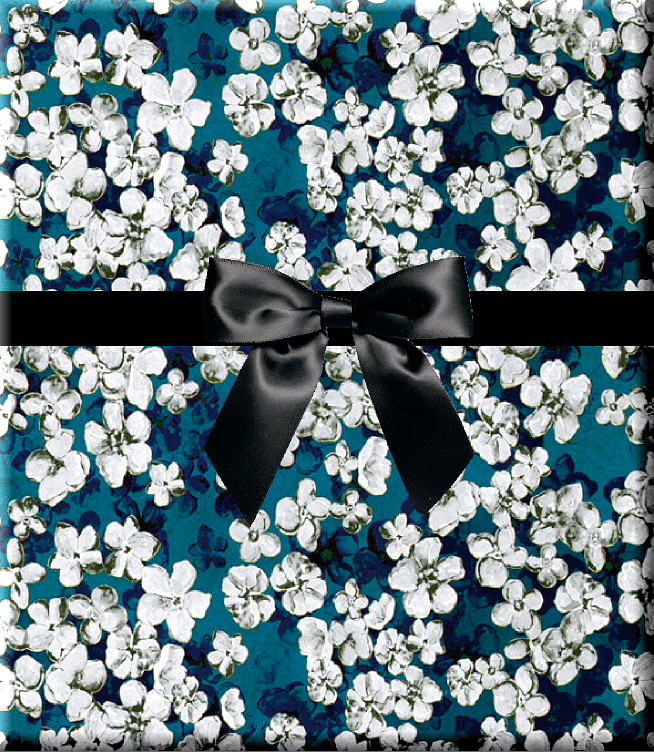Blue Navy and White Flowers Specialty Gift Wrapping Paper Premium ...