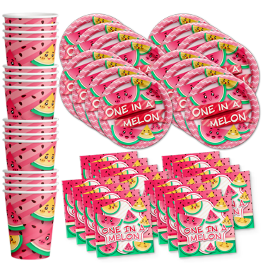 81Pcs Watermelon Party Tableware Set Serves 16, One In A Melon Party ...