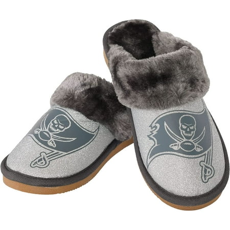 FOCO Women's NFL Logo Glitter Open Back Moccasin Slippers, Team Color ...