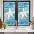 Blue Nautical Starfish Window Privacy Film, Coastal Modern Summer ...