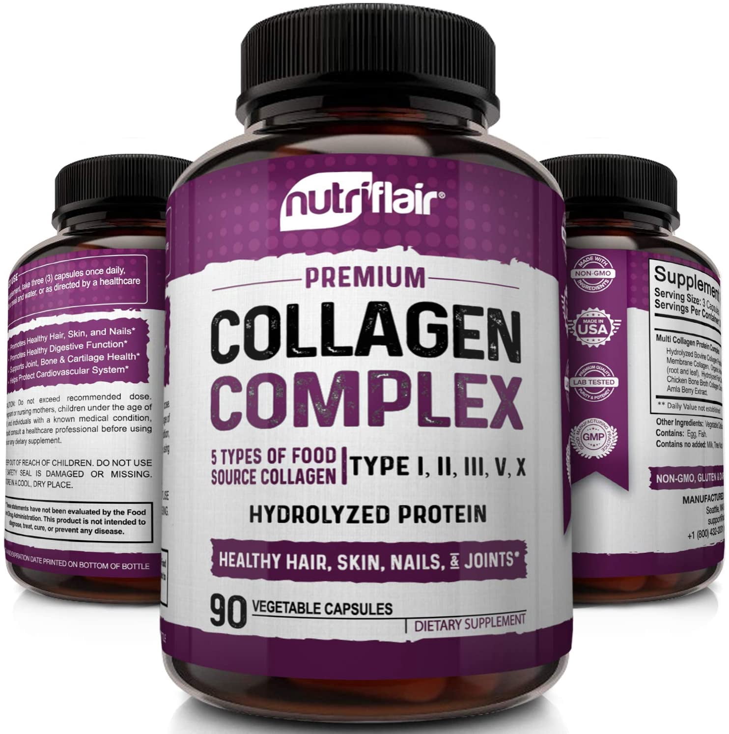 NutriFlair Multi Collagen Peptides Pills Type I II III V X NutriFlair Multi Collagen Peptides Pills Type I II III V X