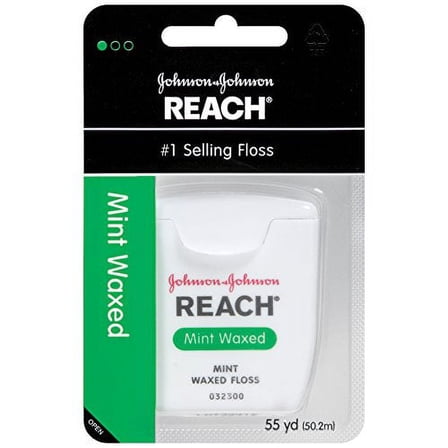 REACH Dental Care Mint Waxed Floss for Teeth and Gum, 55 Yards ...