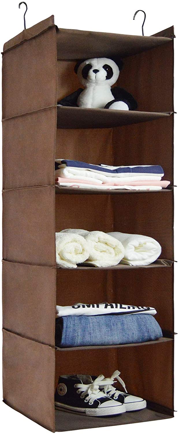 Hottest Hanging Closet Organizer 5-Shelf, Hanging Closet Shelves with 3 ...