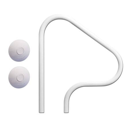 Saftron 3 Bend Pool Handrail, White & Anchor Socket Cover, White, 2 ...