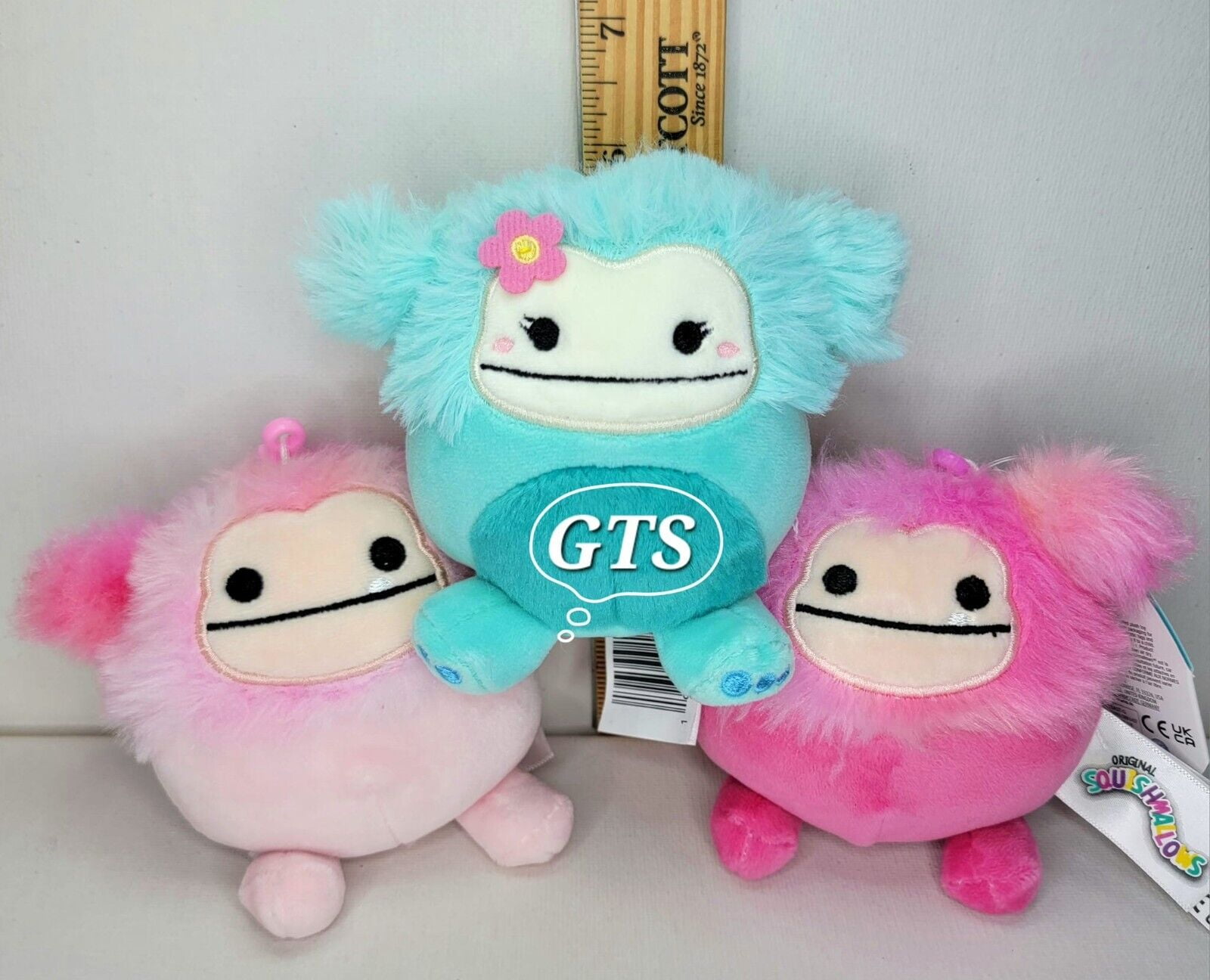 Squishmallow 3.5" Caparinne Hailey Joelle 3 PC Bigfoot Plush Clip ...