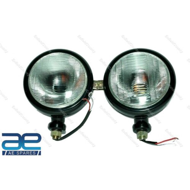 BLACK HEADLIGHTS with Bulb For FORD 2000 2600 3000 3600 3610 4000 5000 ...