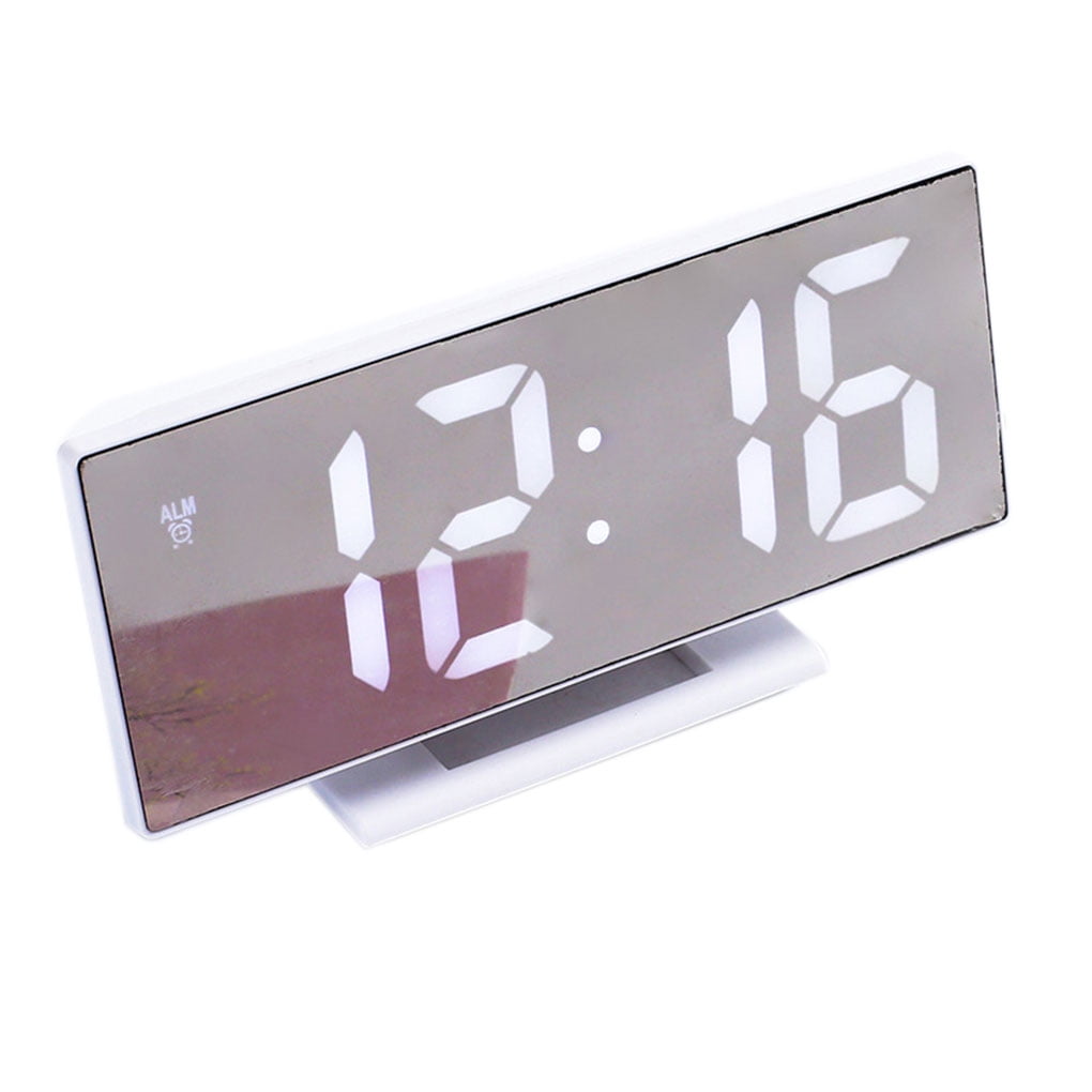 Digital Alarm Clock LED Mirror Clock Multifunction Display Night LCD ...