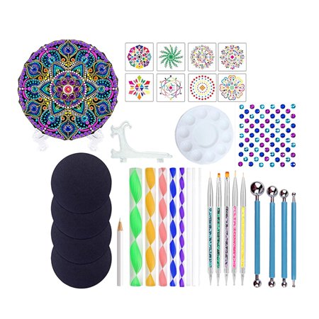 34PCS Mandala Dotting Tools Set Mandala Stencil Ball Tray Rock Coloring ...