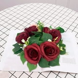 Small Candle Rings Wreaths, Roses Artificial Flowers for Wedding ...