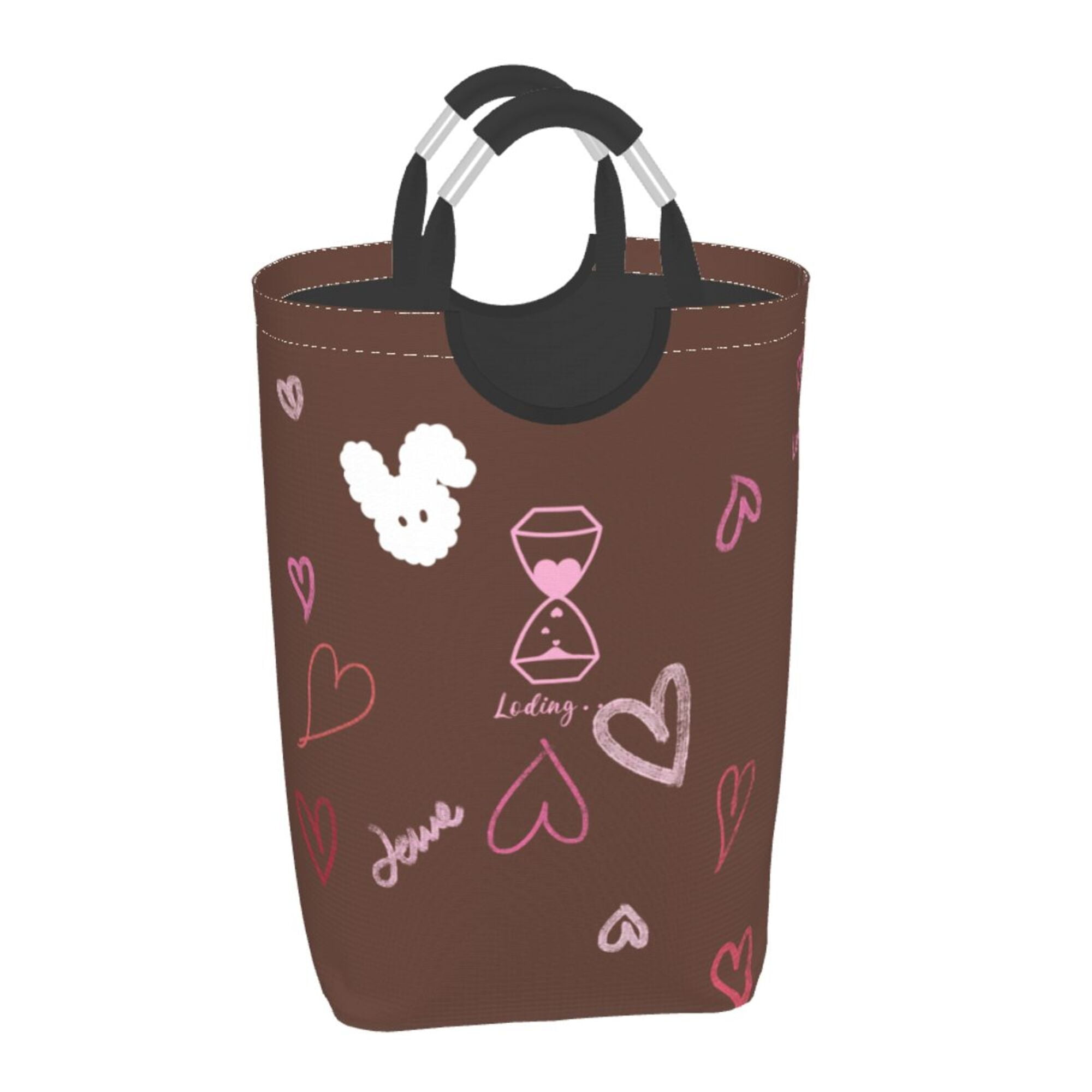 Waterproof Collapsible Laundry Hamper, Brown Love Hourglass Bunny ...