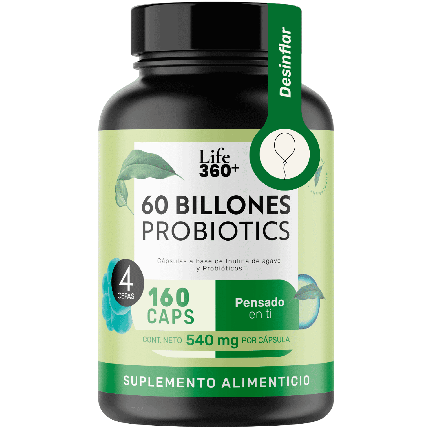 Suplemento Alimenticio LIFE 360+ 60 Billones Probióticos 160 Cápsulas ...