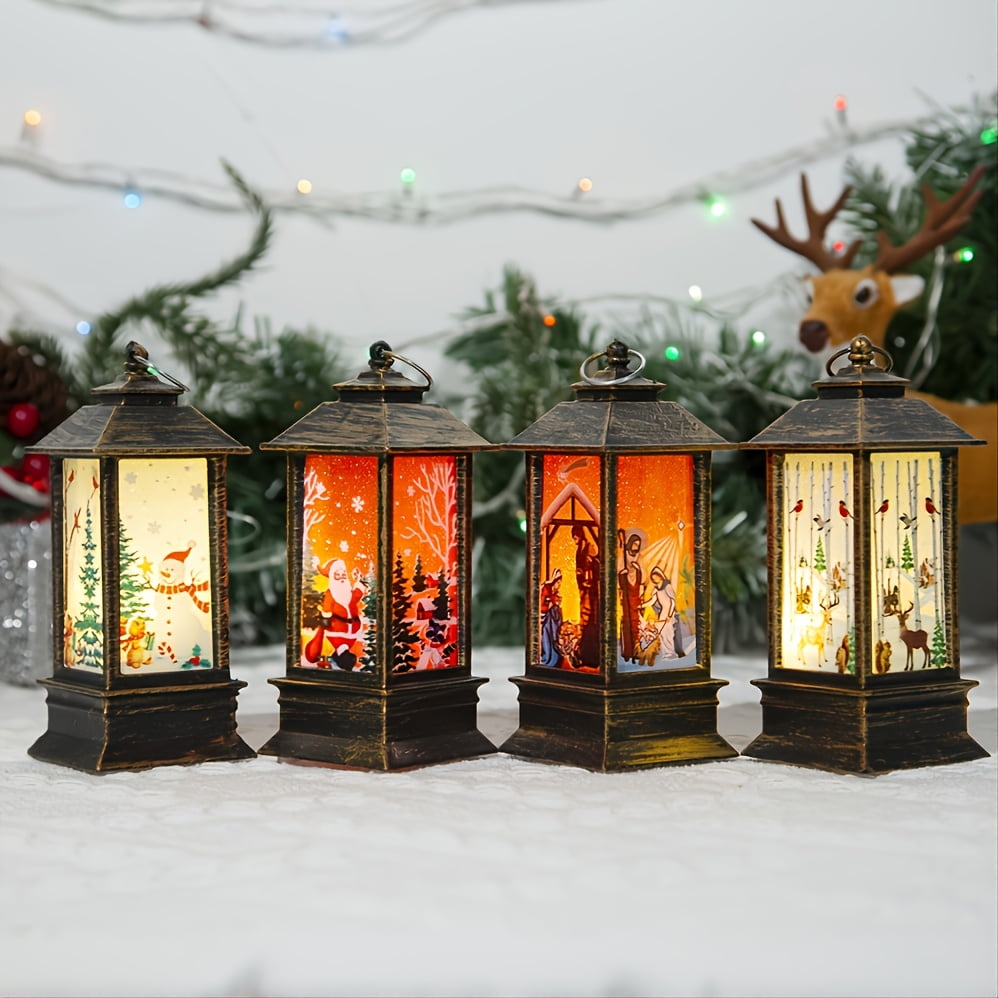 1pc Electric Christmas Lantern, Hanging Antique Style Oil Lamp With ...