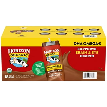 (2 pack) Horizon Organic Shelf Stable 1% Lowfat Chocolate Milk Boxes, 8 ...