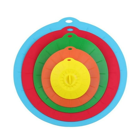 Set of 5 Silicone Microwave Bowl Cover Cooking Pot Pan Lid Cover ...