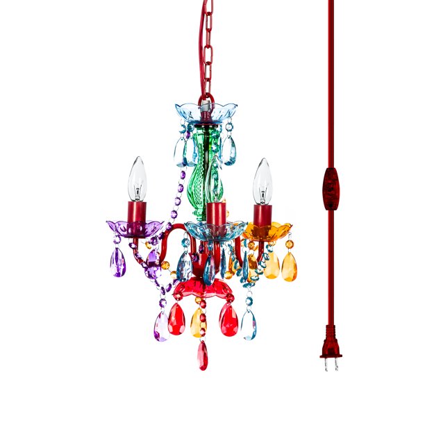 Gypsy Color Acrylic Crystal Chandelier, Multicolor 3 Lights Plug-in ...