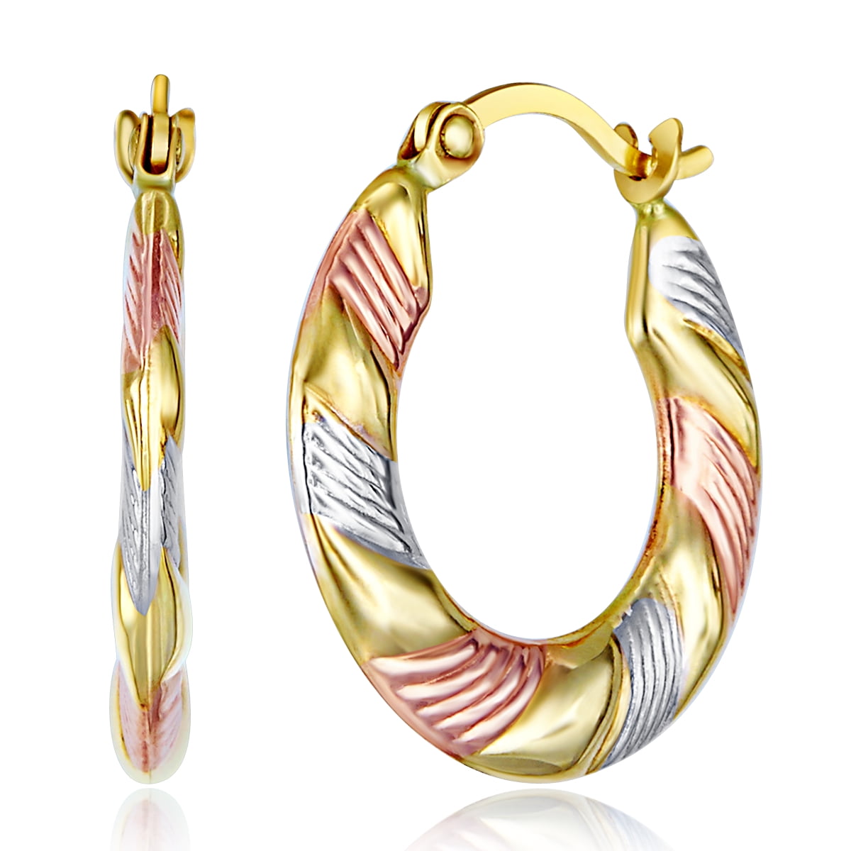 Wellingsale - Wellingsale Ladies 14k Tri 3 Color Gold Polished Swirl ... Wellingsale - Wellingsale Ladies 14k Tri 3 Color Gold Polished Swirl ...