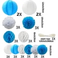Blue White Paper Decoration Set - 34 Pcs Paper Lanterns, Pompoms ...